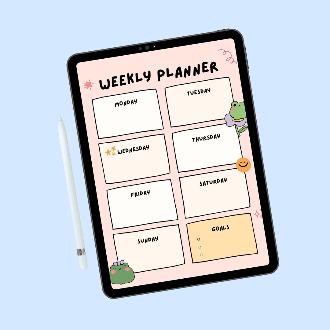 Kawaii Frog Weekly Digital Planner | Weekly Planner | PDF | Instant ...