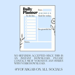 Baby Blue Digital Planner PDF Instant Download Daily Planner Tasks ...