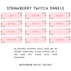 30 Strawberry Kawaii Twitch Panels for Gaming and Streaming Streamers ...