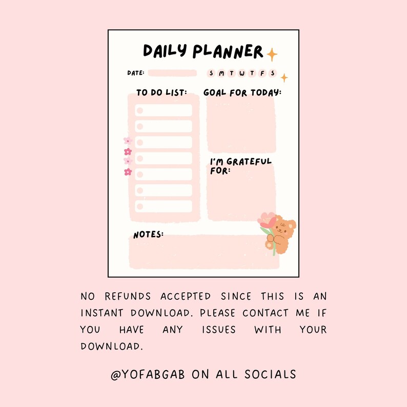 Cute Kawaii Daily Digital Planner | Printable PDF | Digital Download ...