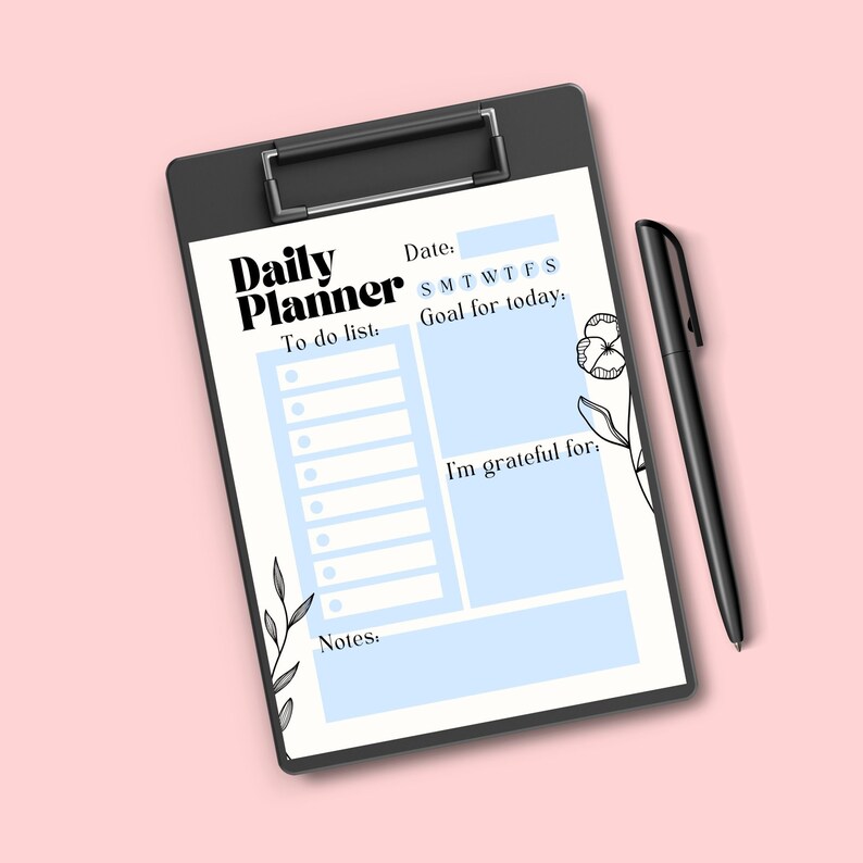 Baby Blue Digital Planner PDF Instant Download Daily Planner Tasks ...