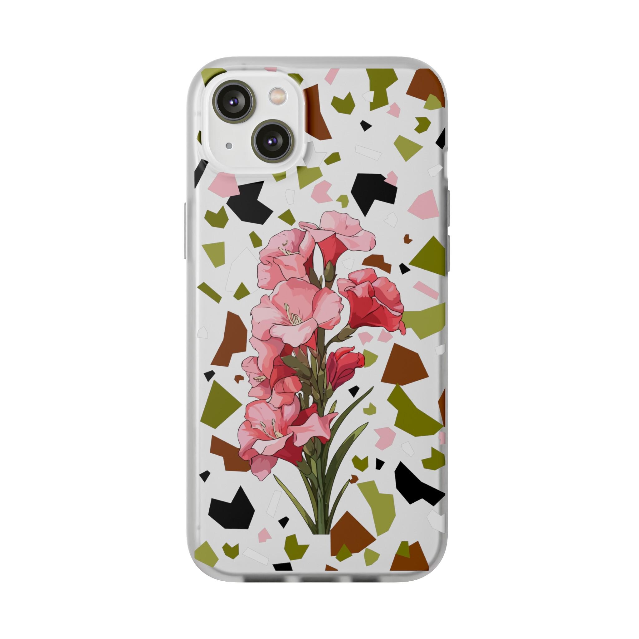 August Birth Month Flexi Case Peridot Color & Pink Gladiolus Clear TPU ...