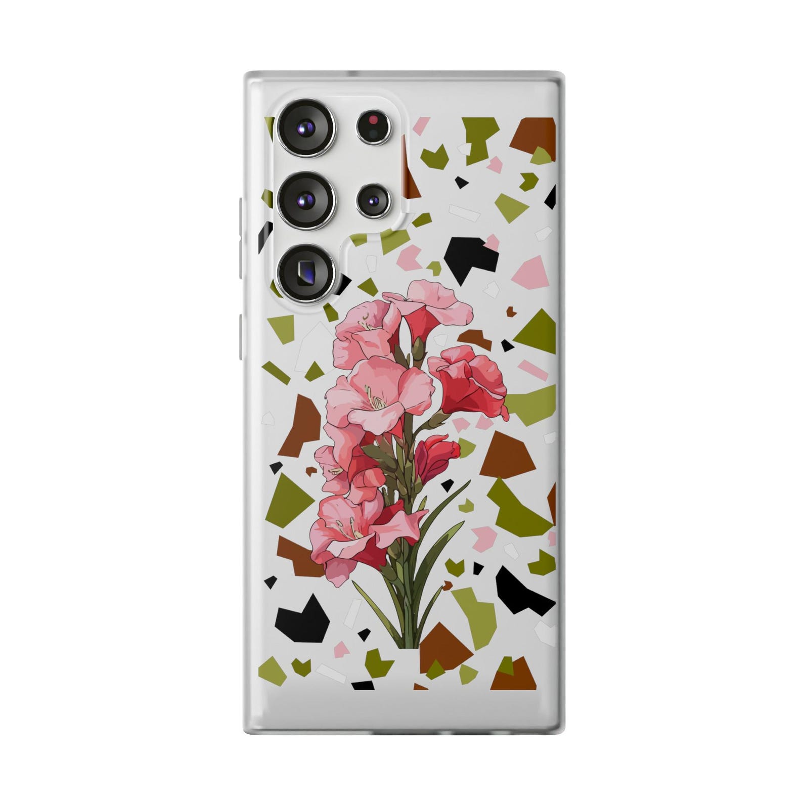August Birth Month Flexi Case Peridot Color & Pink Gladiolus Clear TPU ...
