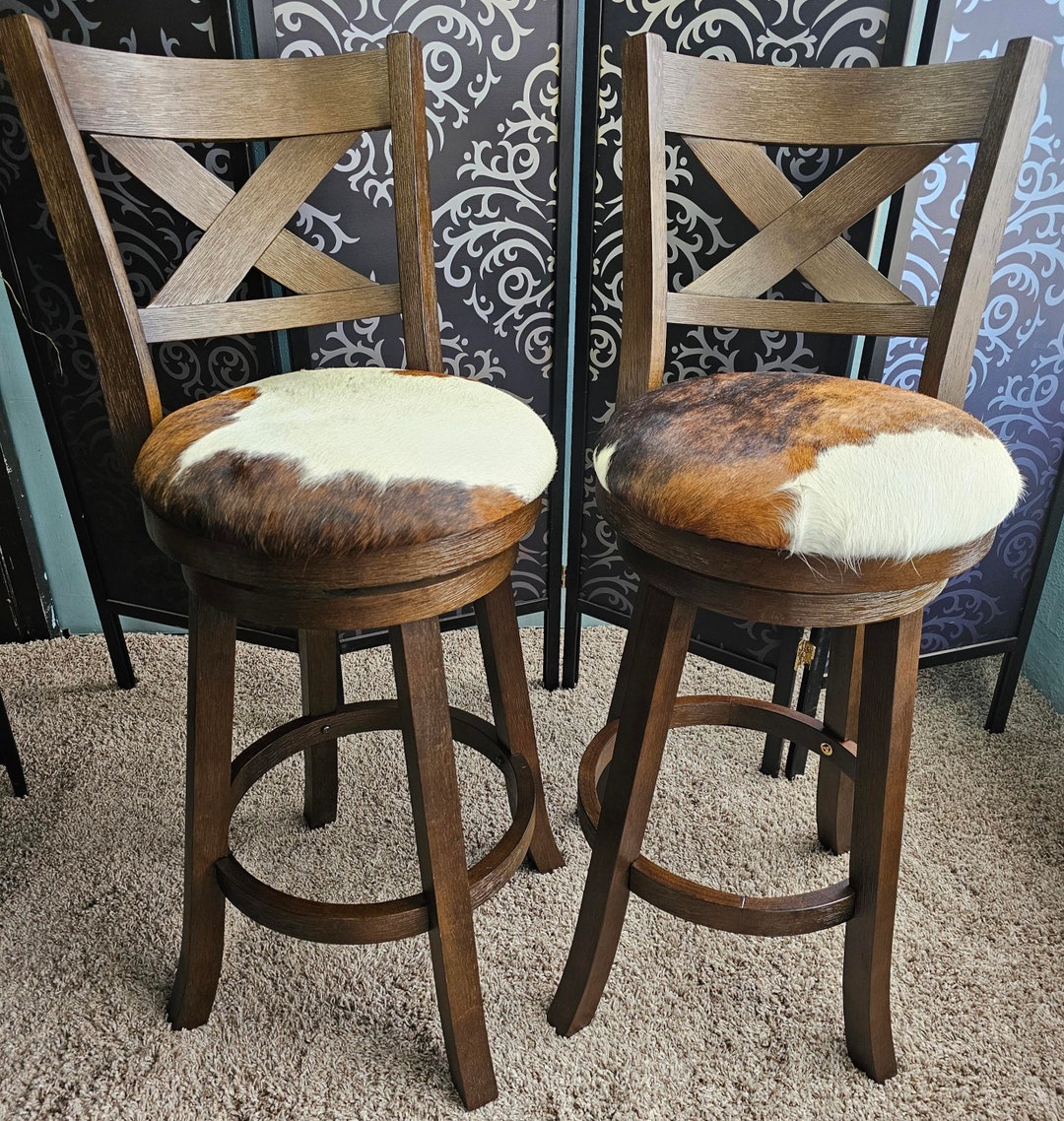 Cowhide Bar Stools, Western Furniture, Kitchen Chair, Swivel Bar Stools ...