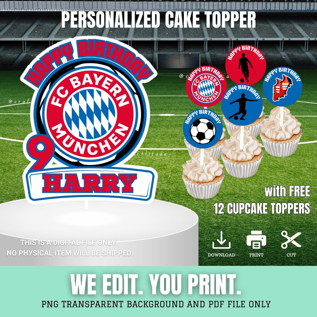 FC Bayern Munich Party Topper | Soccer Birthday Decor | Printable Cake ...