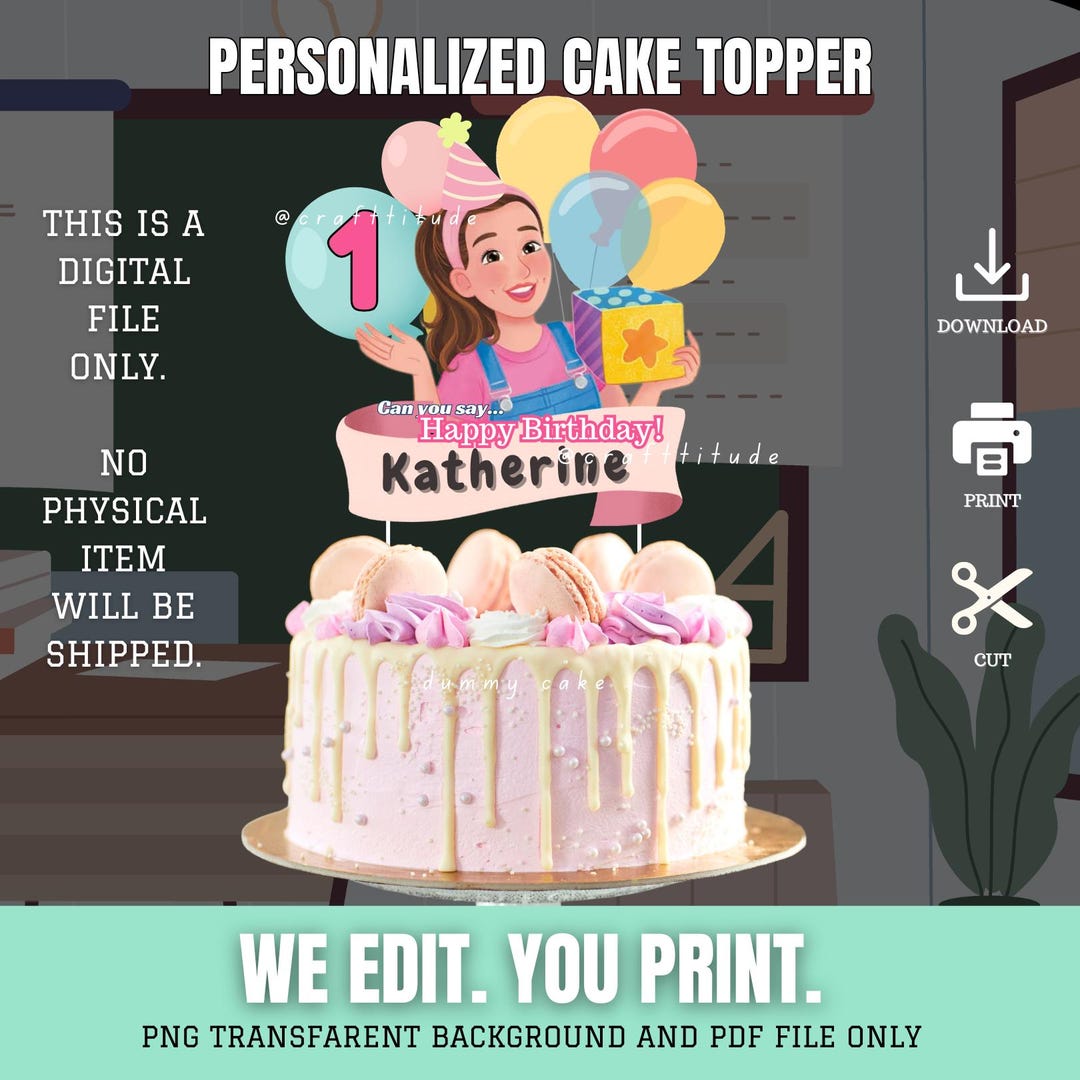 Ms. Rachel Inspired Birthday Party Cake Toppers Kids Party Printable ...