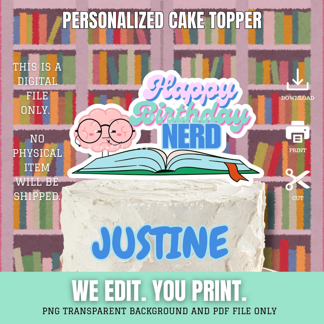 Nerd Happy Birthday Party Cake Toppers Personalized, Customized ...