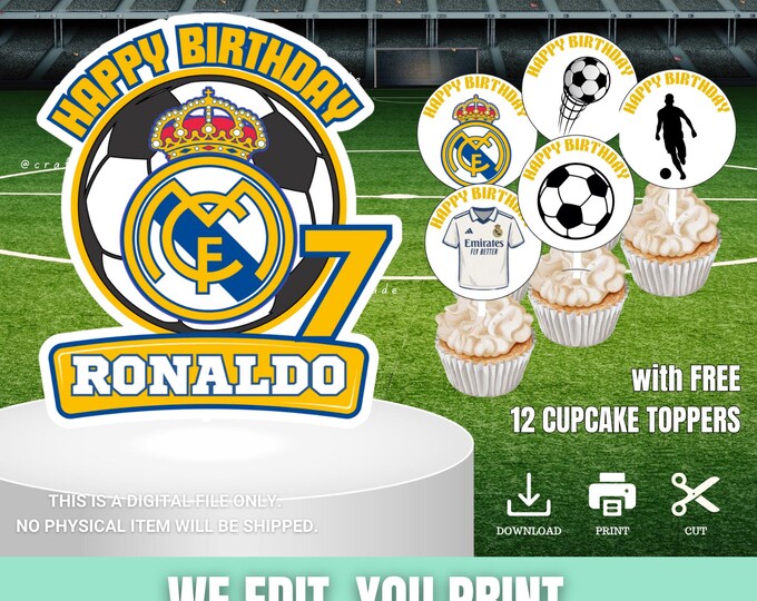 Real Madrid Cake Topper | Printable Football Player Decor | Custom ...