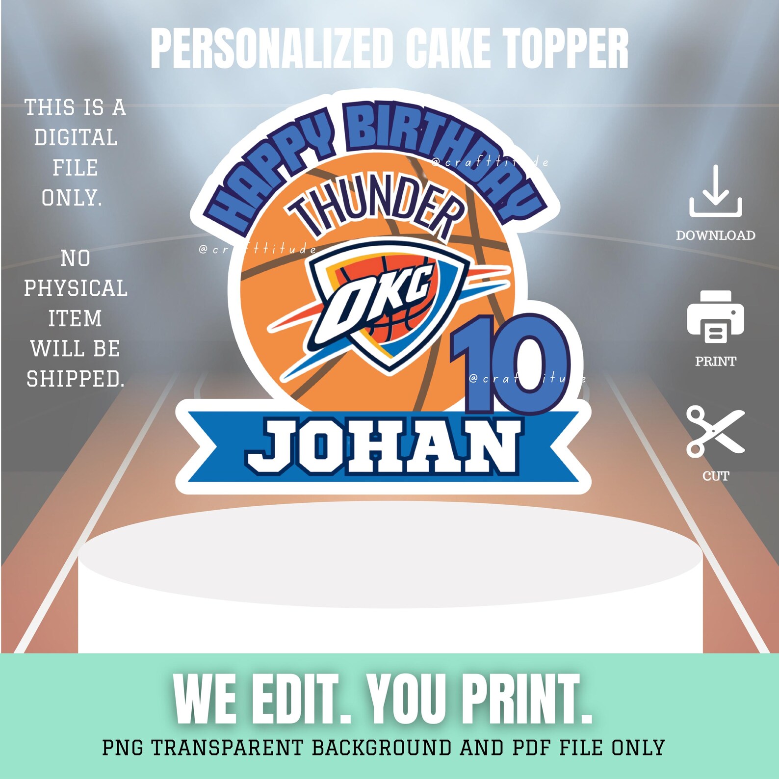 OKC Thunder Oklahoma Happy Birthday Cake Toppers, Printable Cake Design ...