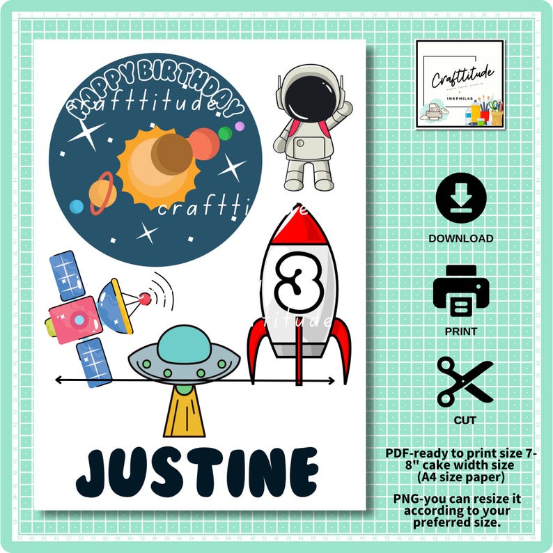 Astronaut Happy Birthday Cake Topper Solar System Universe, Outer Space ...