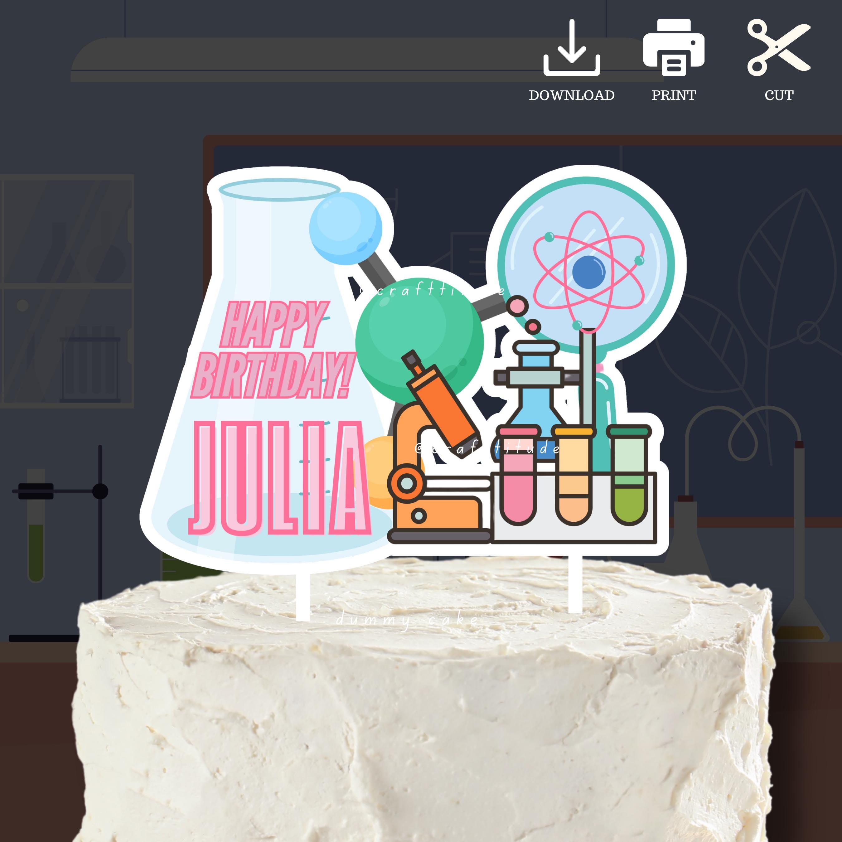 Science Birthday Party Cake Topper Personalized School Laboratory ...