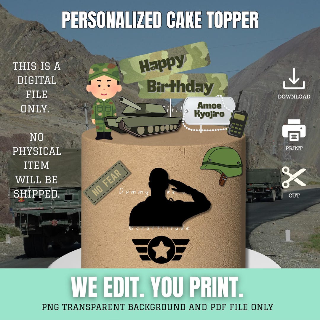 Army Military Happy Birthday Cake Toppers Soldiers Personalized Party ...