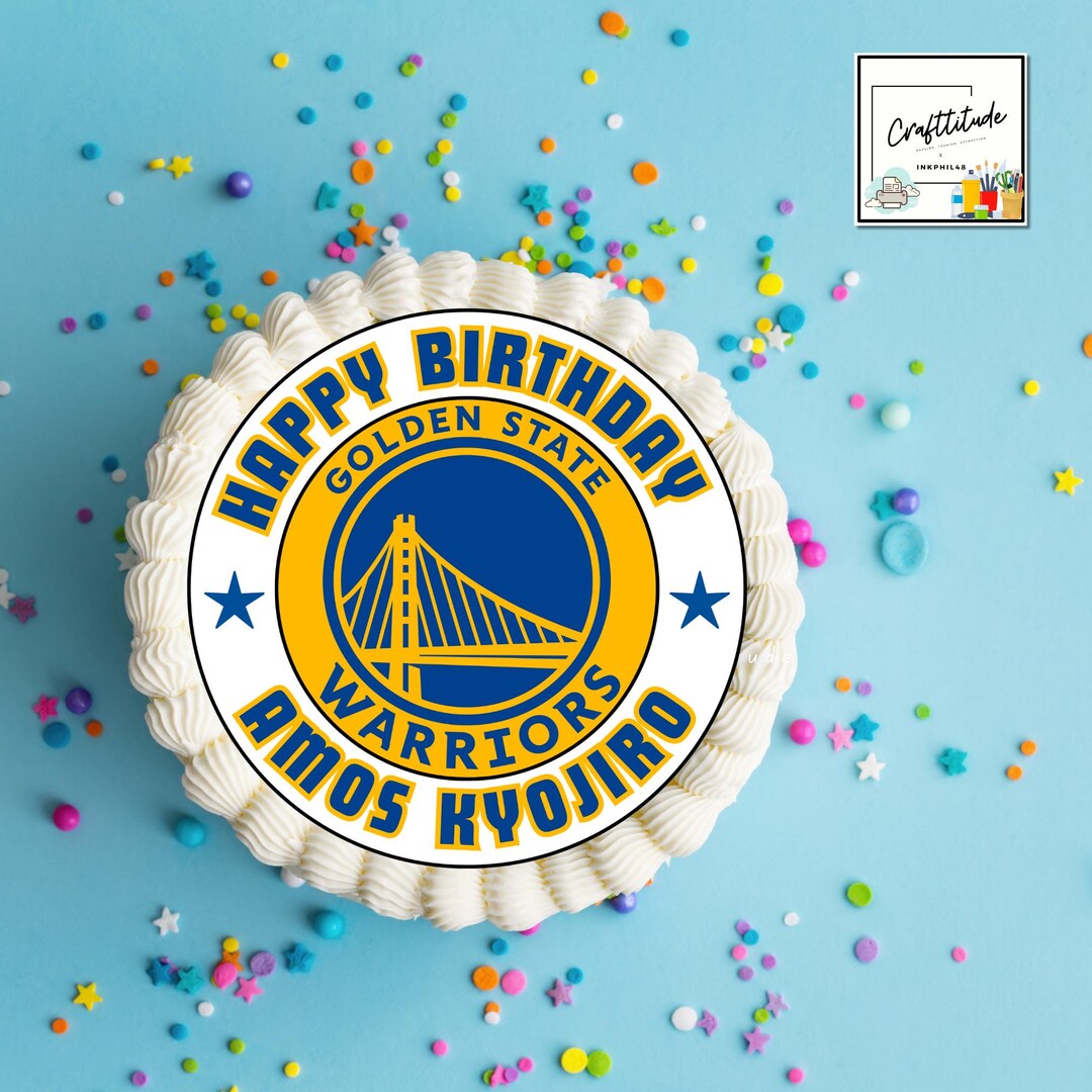 Editable Golden State Warrior Themed Birthday Cake Topper | Cake Decor ...