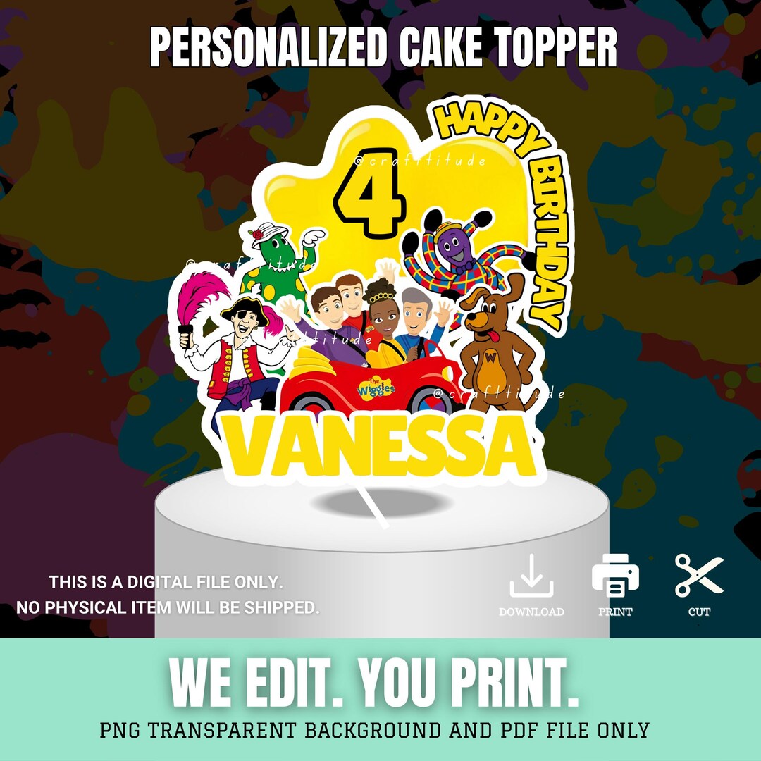 The Wiggles Cake Topper, Digital Cake Topper, Personalized Cake Topper ...
