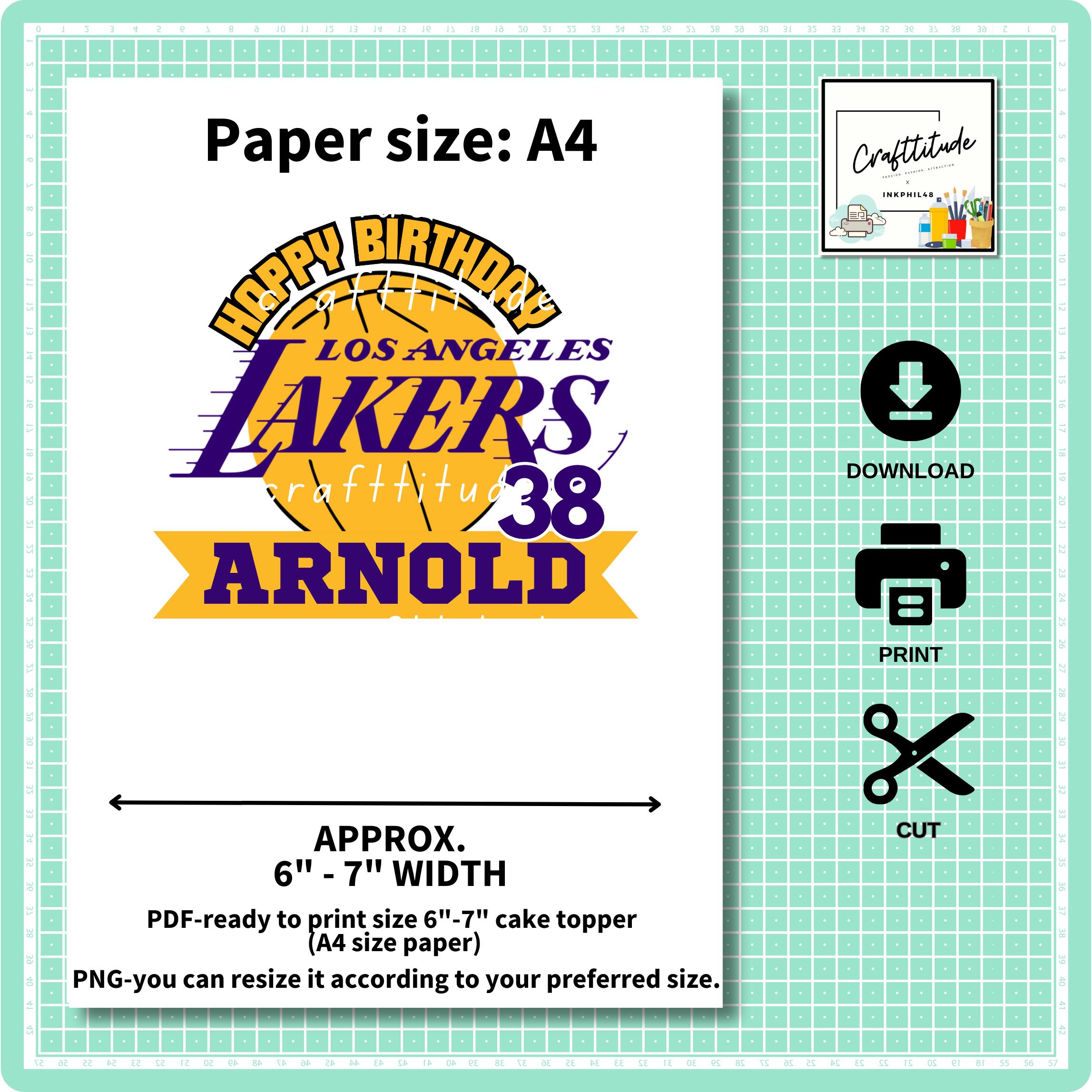 Lakers Basketball Team Happy Birthday Cake Topper, Printable Cake Decor ...