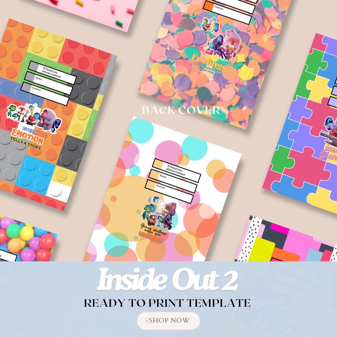 Inside Out 2 Notebook Cover Template - Etsy UK