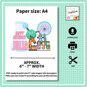 Science Birthday Party Cake Topper Personalized School Laboratory ...