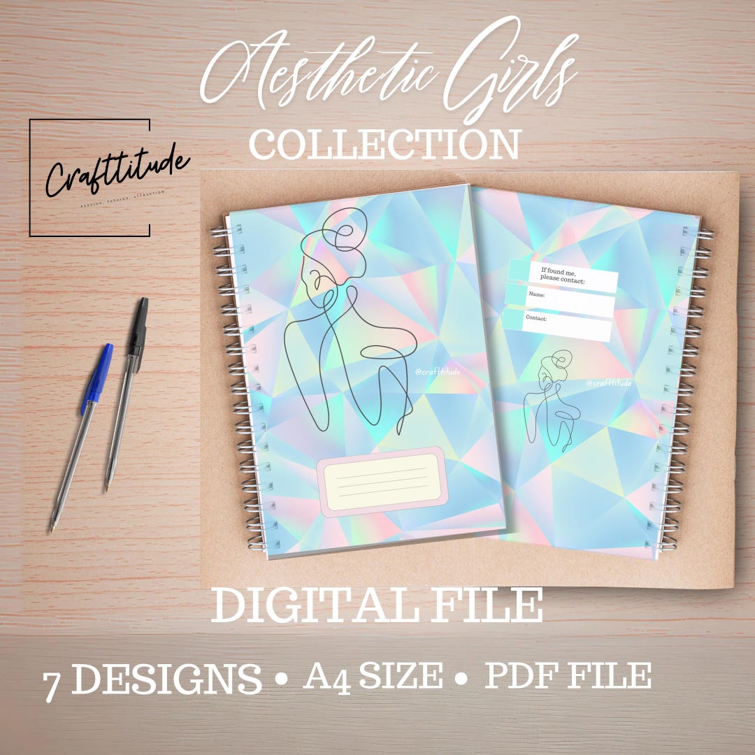 Aesthetic Girl Notebook Cover Template - Etsy