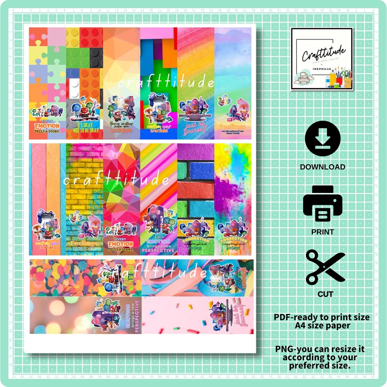 Inside Out 2 Inspired Magnetic Bookmark Digital File, 16 Designs per ...