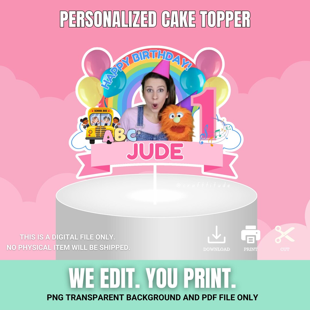 Ms. Rachel Personalized Birthday Party Cake Toppers, Digital Cake ...