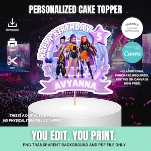 Editable Kpop Hunter Birthday Cake Topper, Personalized, Huntrix ...