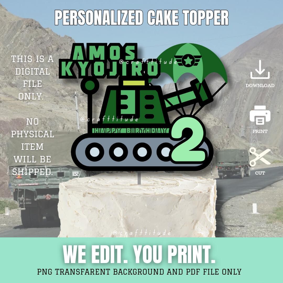 Army Happy Birthday Party Cake Topper Design Soldier Printable ...