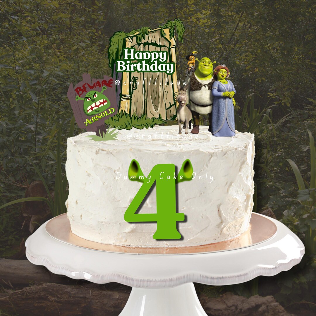 Ogre Shrek Fiona Puss Donkey Inspired Happy Birthday Party Cake Toppers ...
