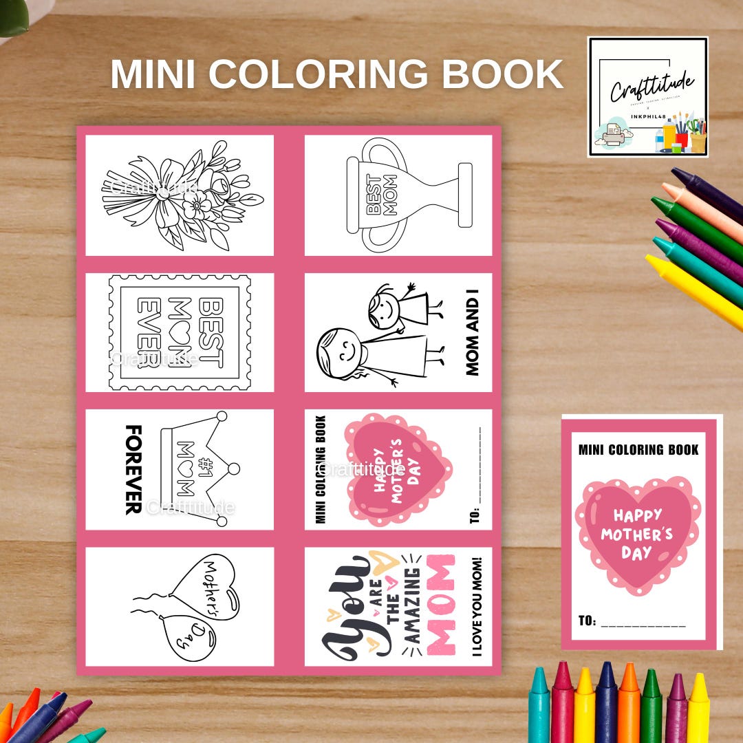 Mini Coloring Book for Kids, Coloring Booklet, Printable Coloring Book ...