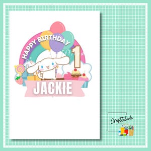 Happy Birthday Party Cinna Roll Inspired Cake Topper, Rainbow, Pastries ...