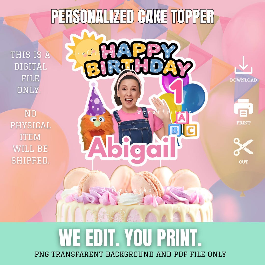 Ms. Rachel Inspired Birthday Party Cake Design Topper Personalized - Etsy