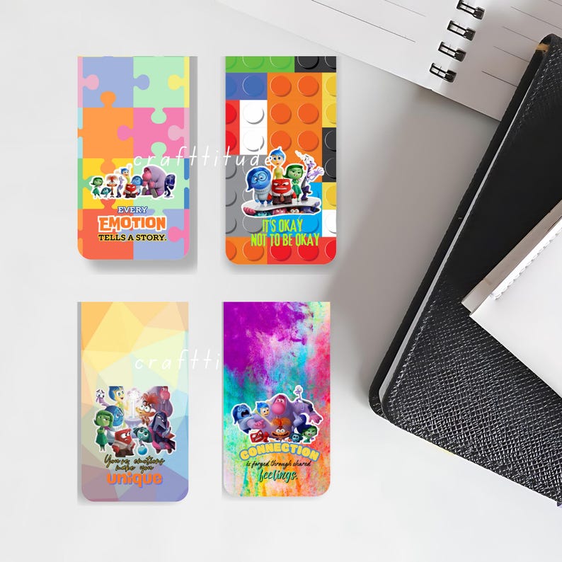 Inside Out 2 Inspired Magnetic Bookmark Digital File, 16 Designs per ...