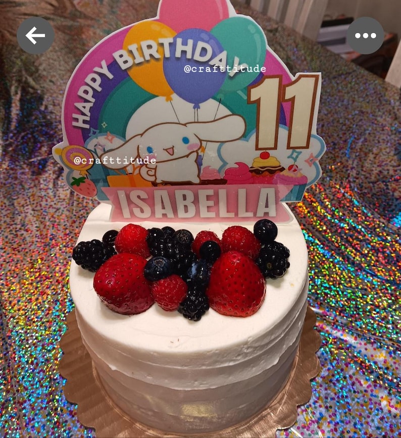 Happy Birthday Party Cinna Roll Inspired Cake Topper, Rainbow, Pastries ...