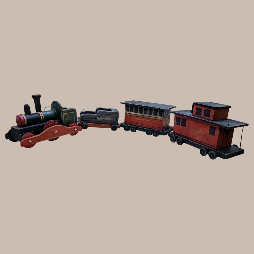 TIMBER TOT Trains-wood-4 Pc Set-engine, Coal, Passenger,caboose, Boxes ...