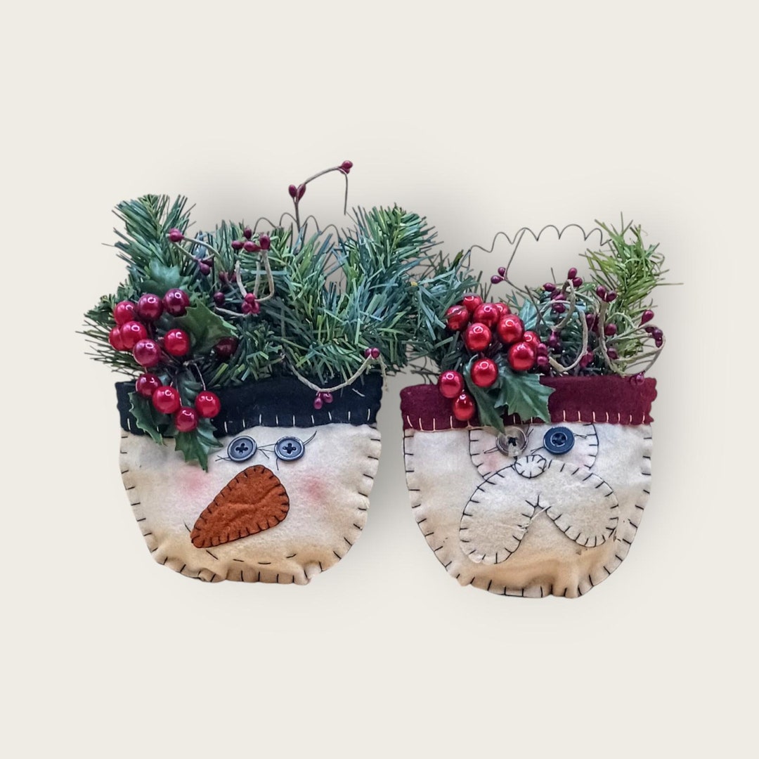 Felt Christmas Pouches--santa or Snowman--pip Berries --greenery--#150 ...