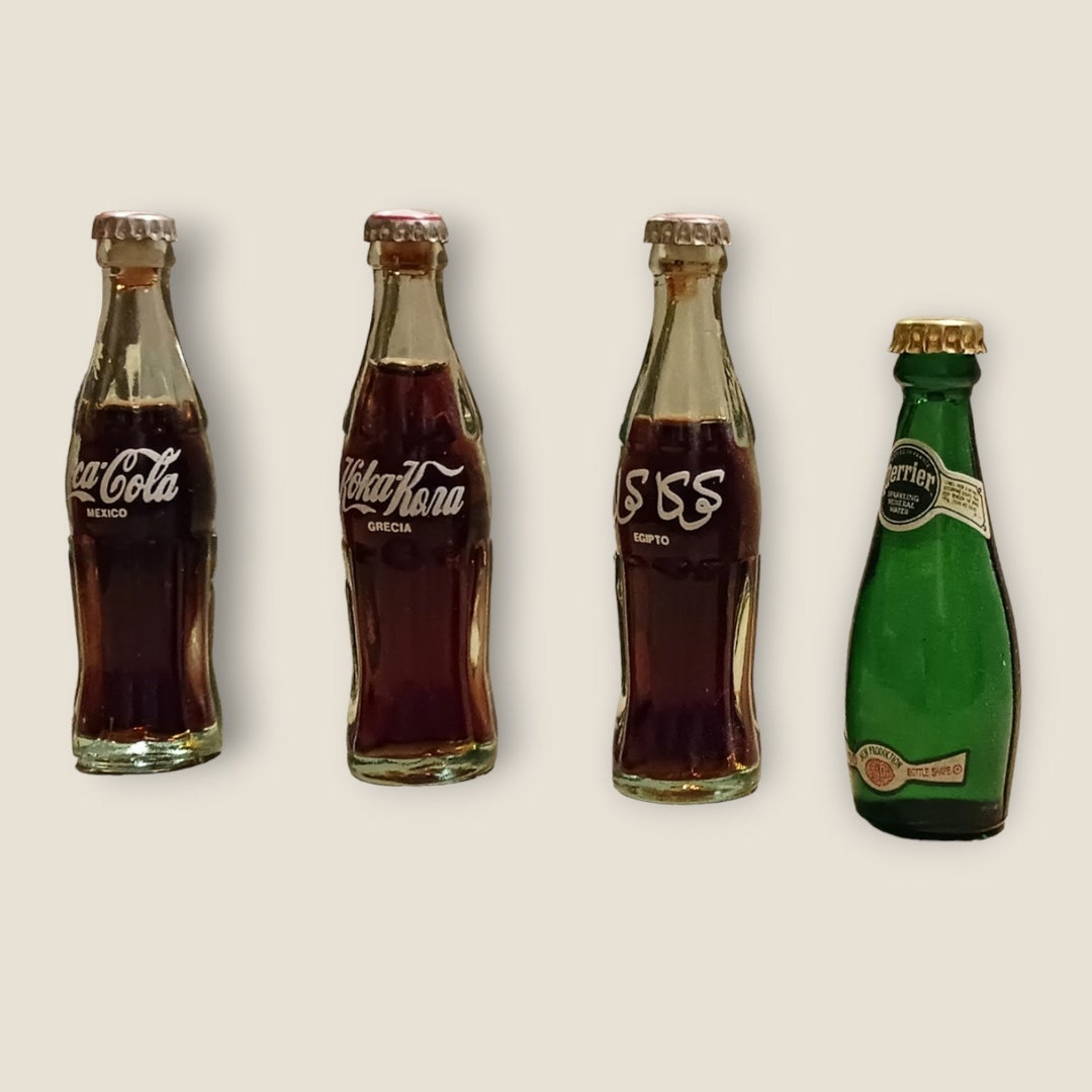 VINTAGE3 Miniature Coke Bottles 1 Perrier Water Bottlefull With Caps - Etsy