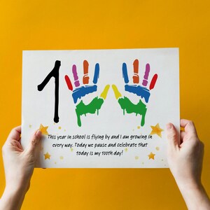 100th Day of School Handprint Art, 100 Days of Learning Craft ...
