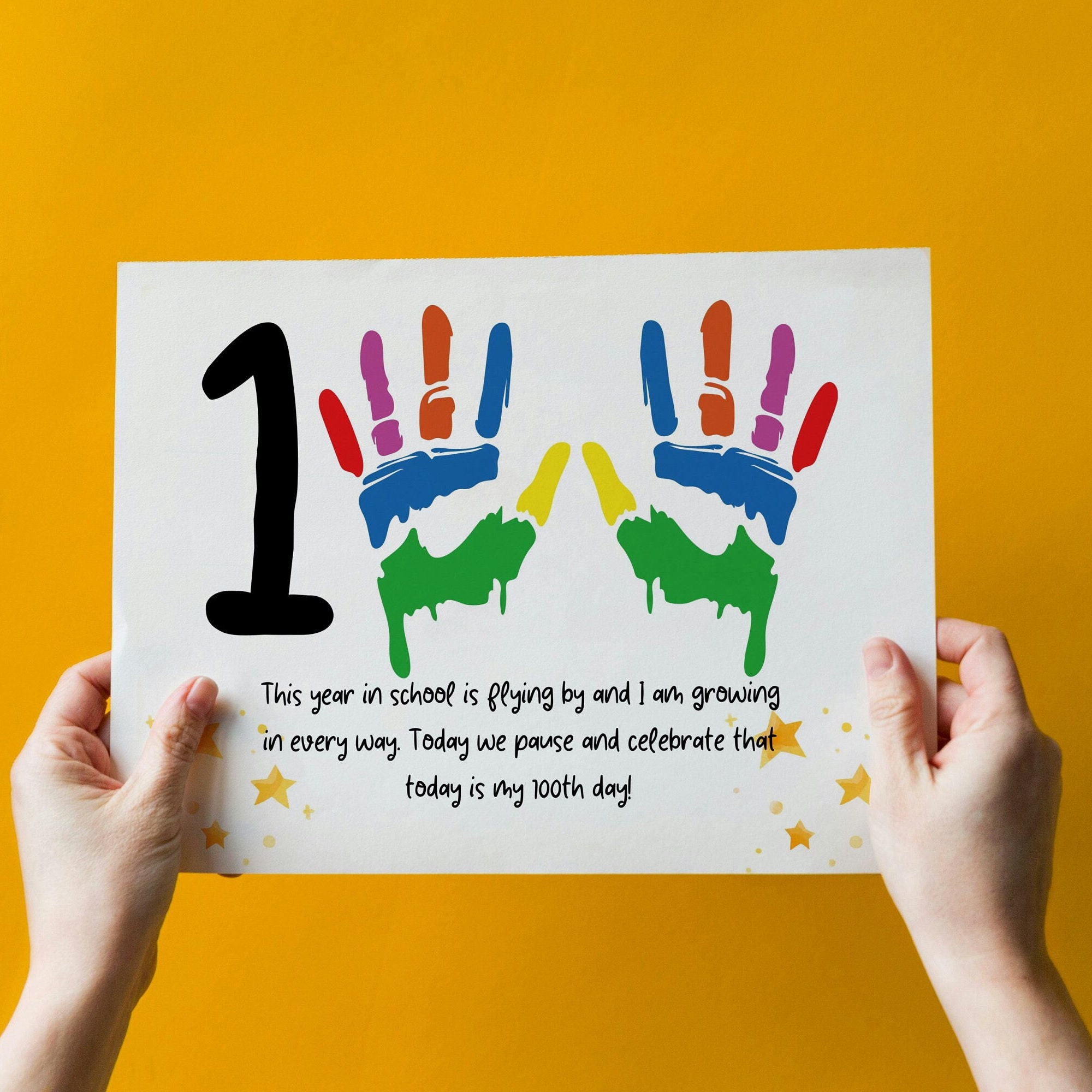 100th Days of School Handprint Craft, 100th Day Handprint Keepsake ...
