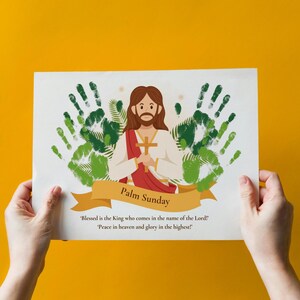Palm Sunday, Hosanna Handprint Art, Easter Story Craft, Bible Activity ...