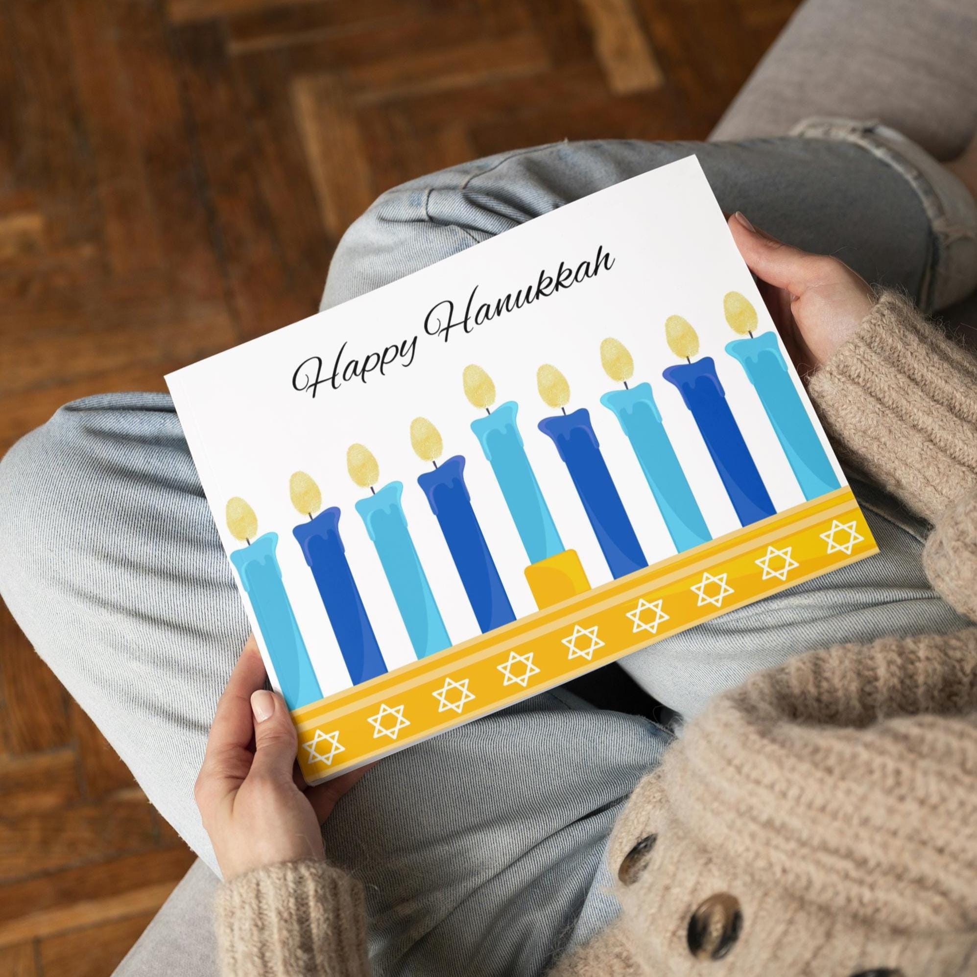Hanukkah Menorah Craft: Printable Fingerprint Art for Kids, Jewish ...