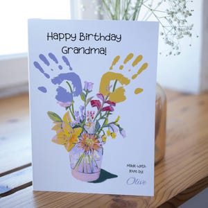 Birthday Handprint Gift for Grandma, DIY Gift From Grandkids, Flower ...