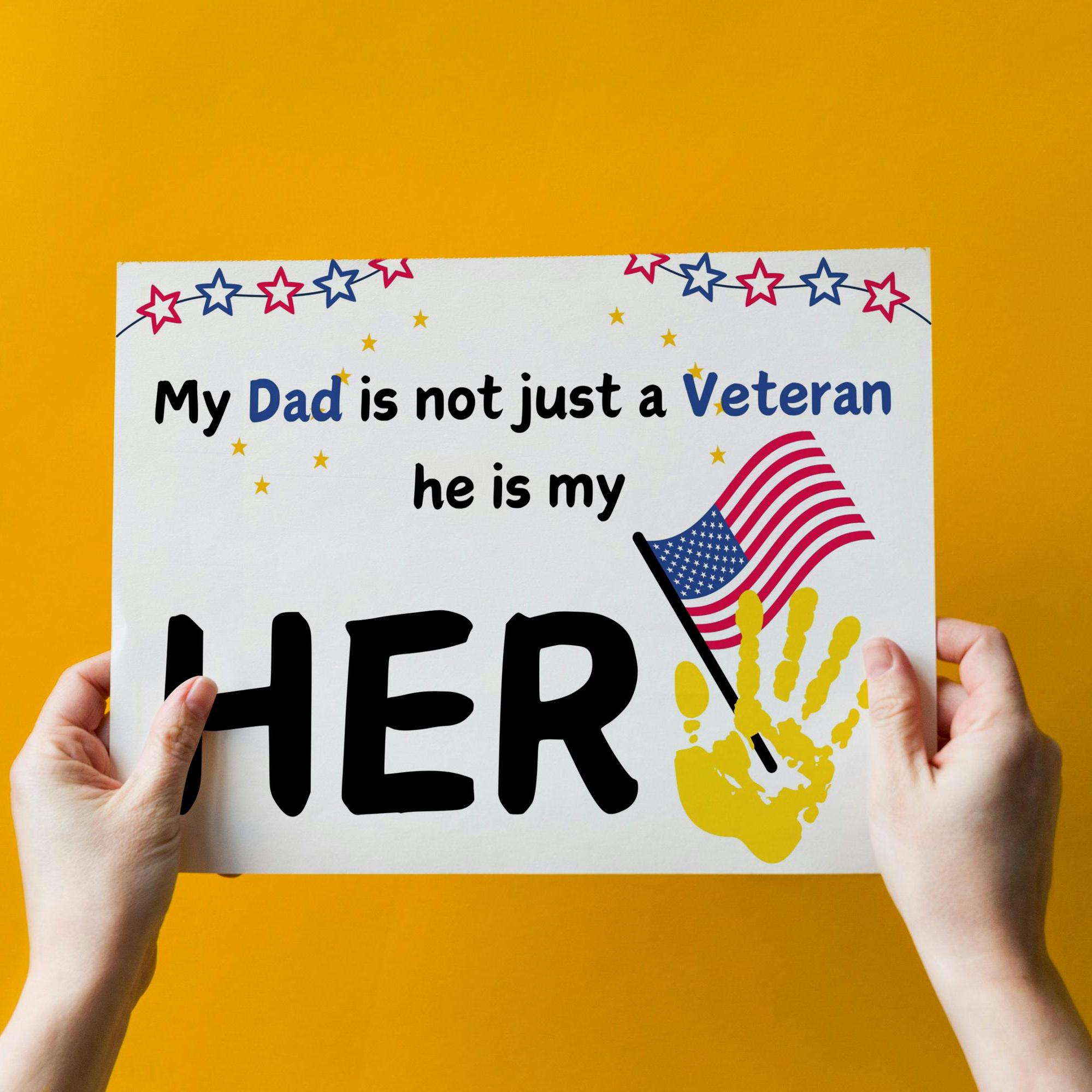 Veterans Day Handprint Gift for Dad, Printable Veterans Day Craft, My ...