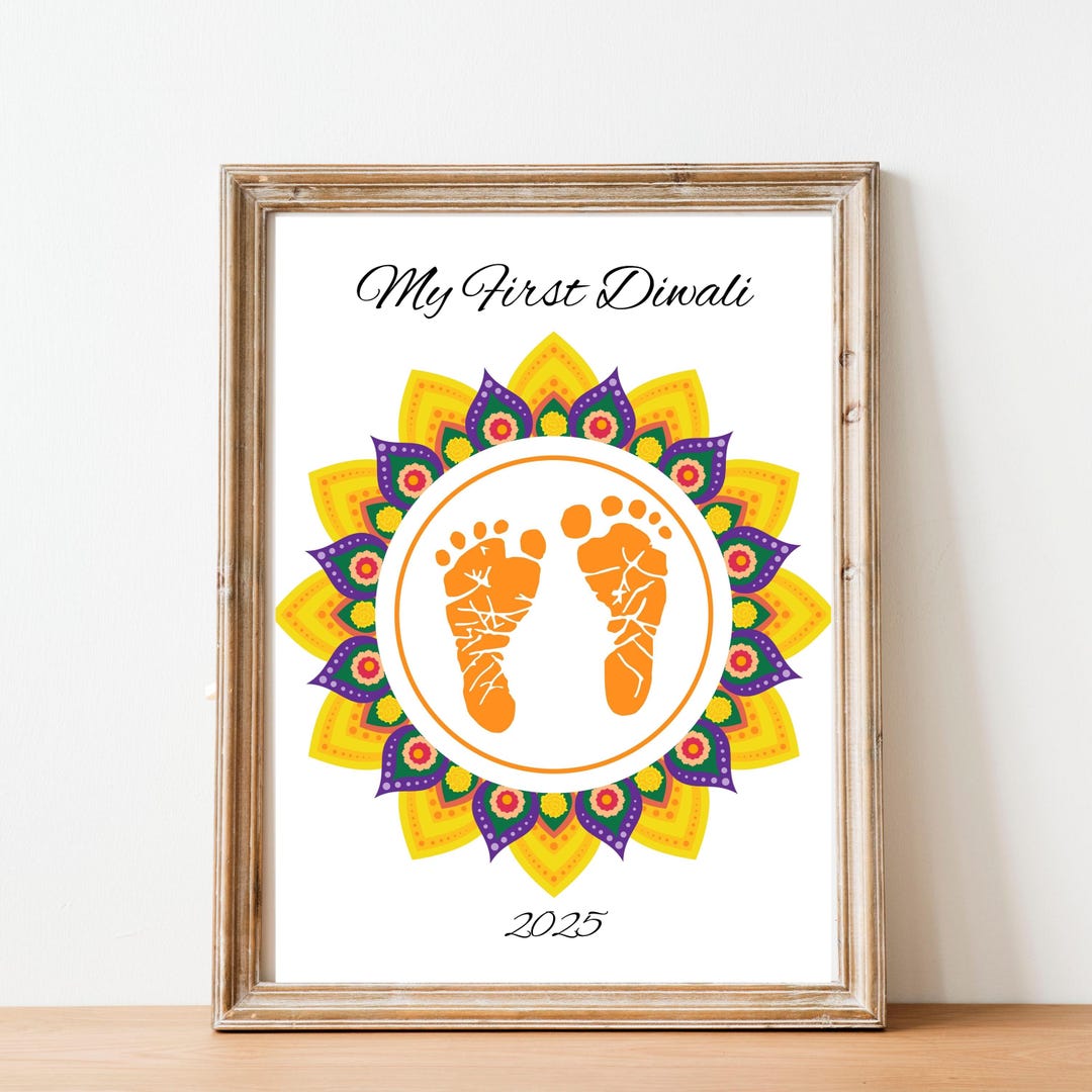 Baby's First Diwali Footprint Art, My 1st Diwali Activity, Infant ...