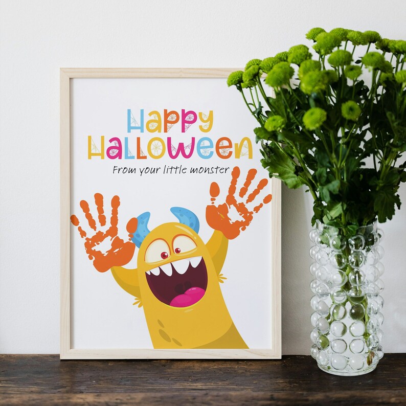 Halloween Monster Handprint Art, From Your Little Monster, Happy ...