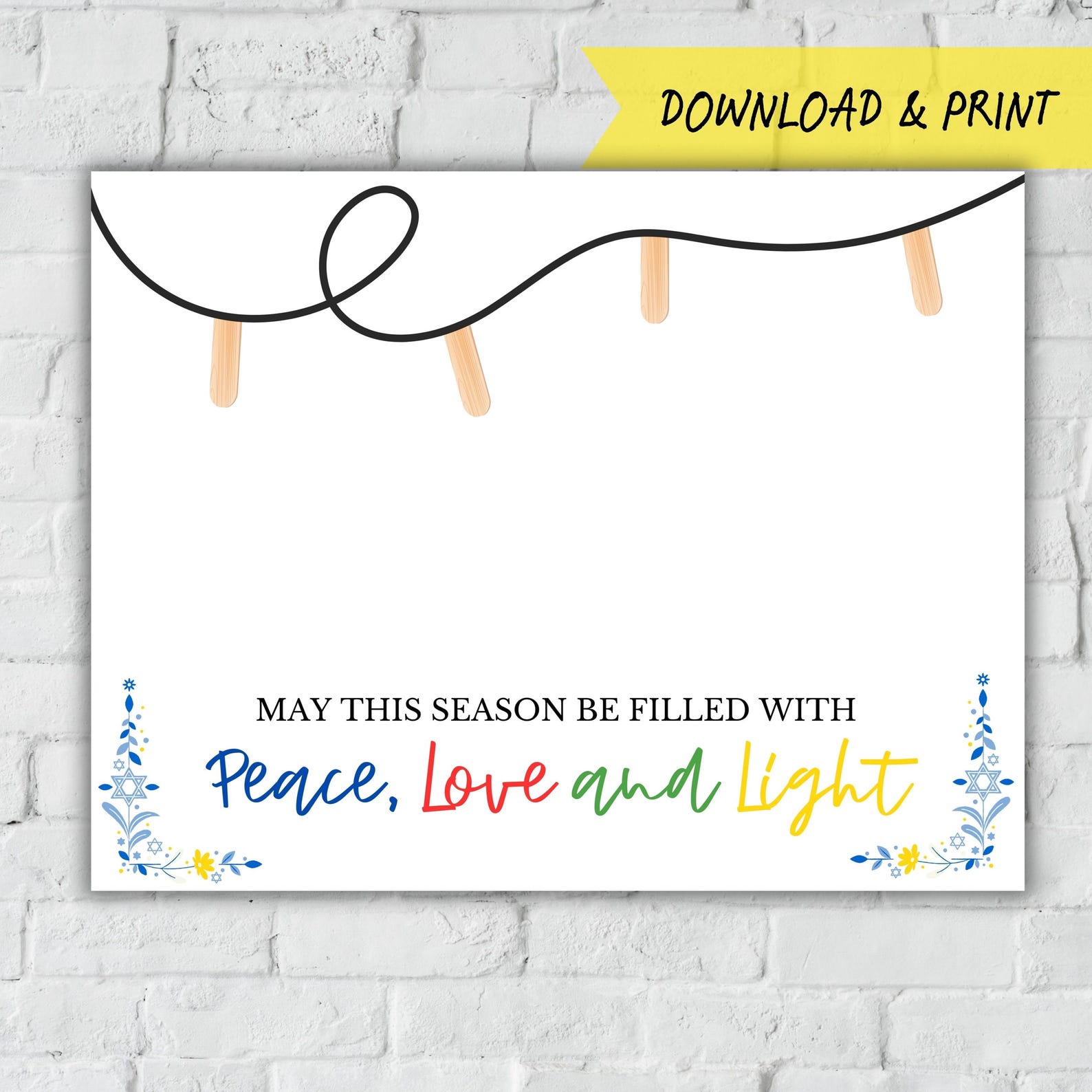 Hanukkah Handprint Craft: Dreidel Garland Art, Jewish Holiday Activity ...