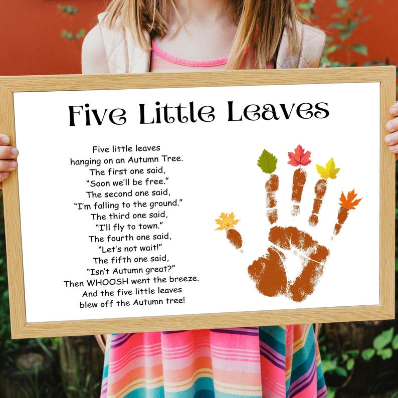 Five Little Leaves Handprint Art, Autumn Tree Poem Activity, Printable ...