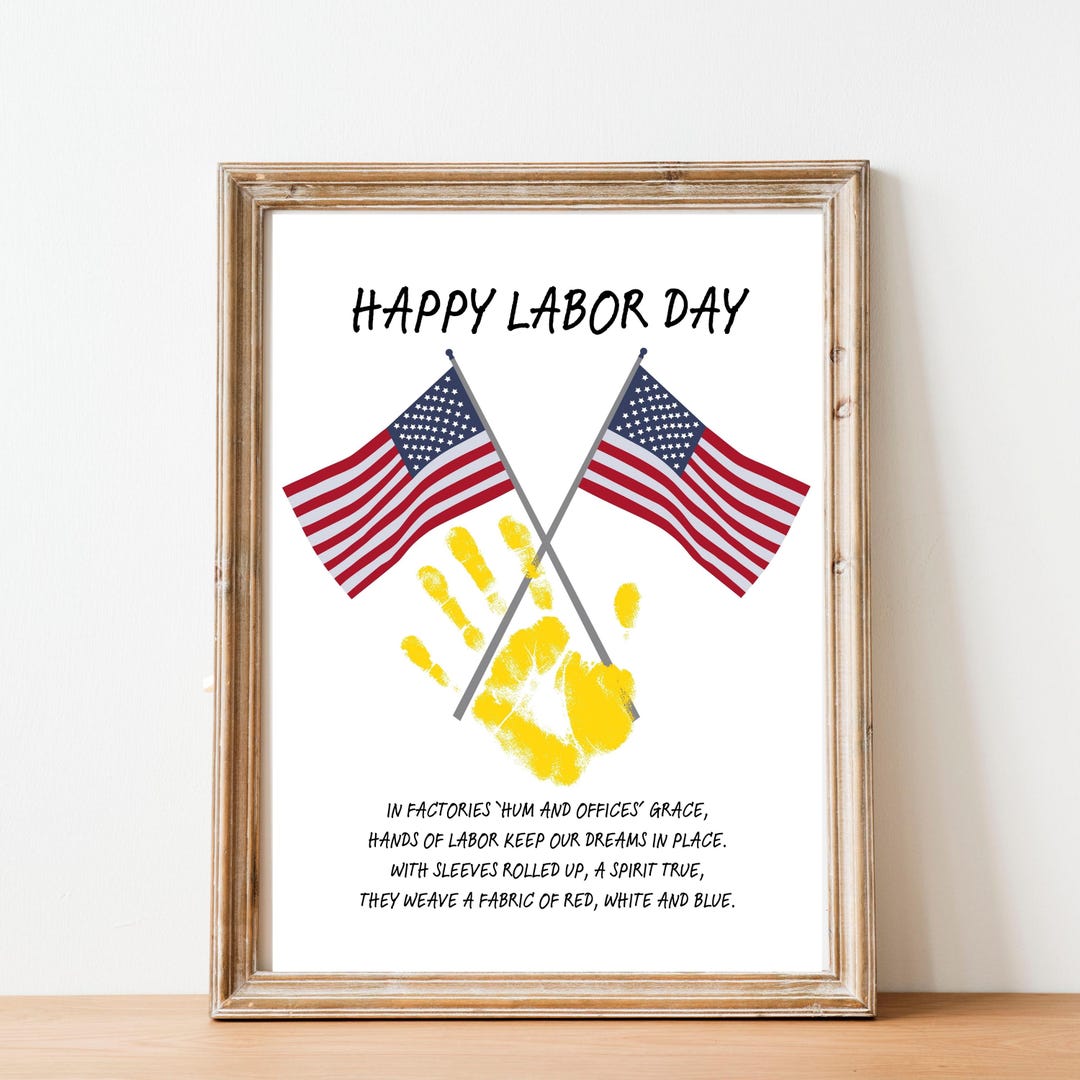 USA Flag Poem Labor Day Handprint Craft, Preschool & Daycare Patriotic ...
