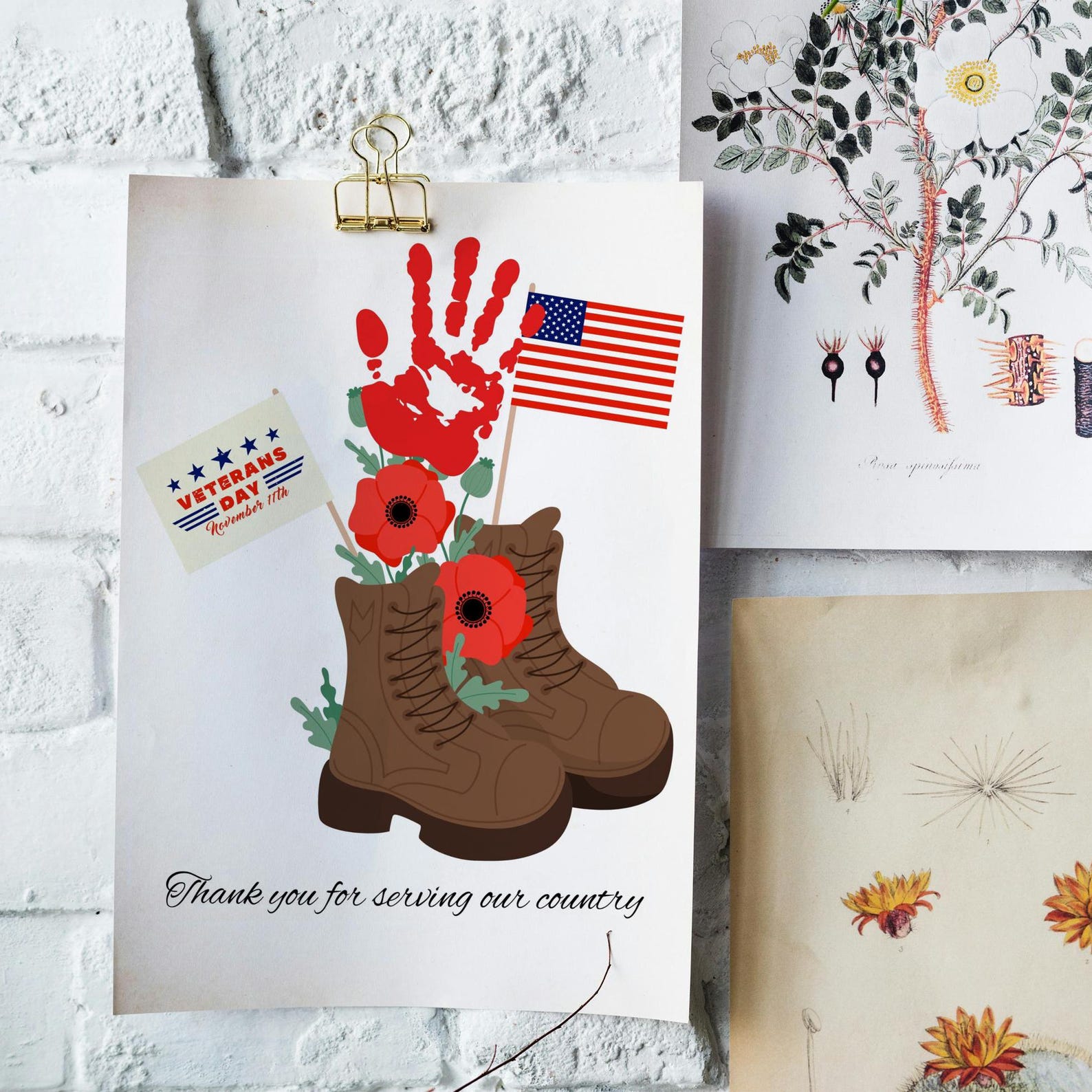 Veterans Day Handprint Craft for Kids, Thank You Veteran Card ...