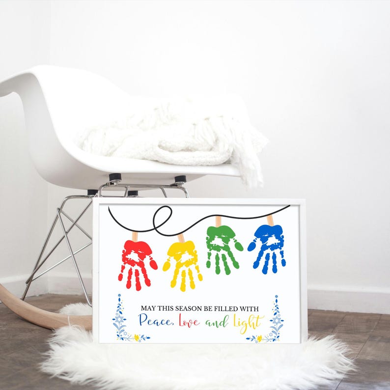 Dreidel Garland Handprint Art, Printable Hanukkah Craft, Jewish Holiday ...