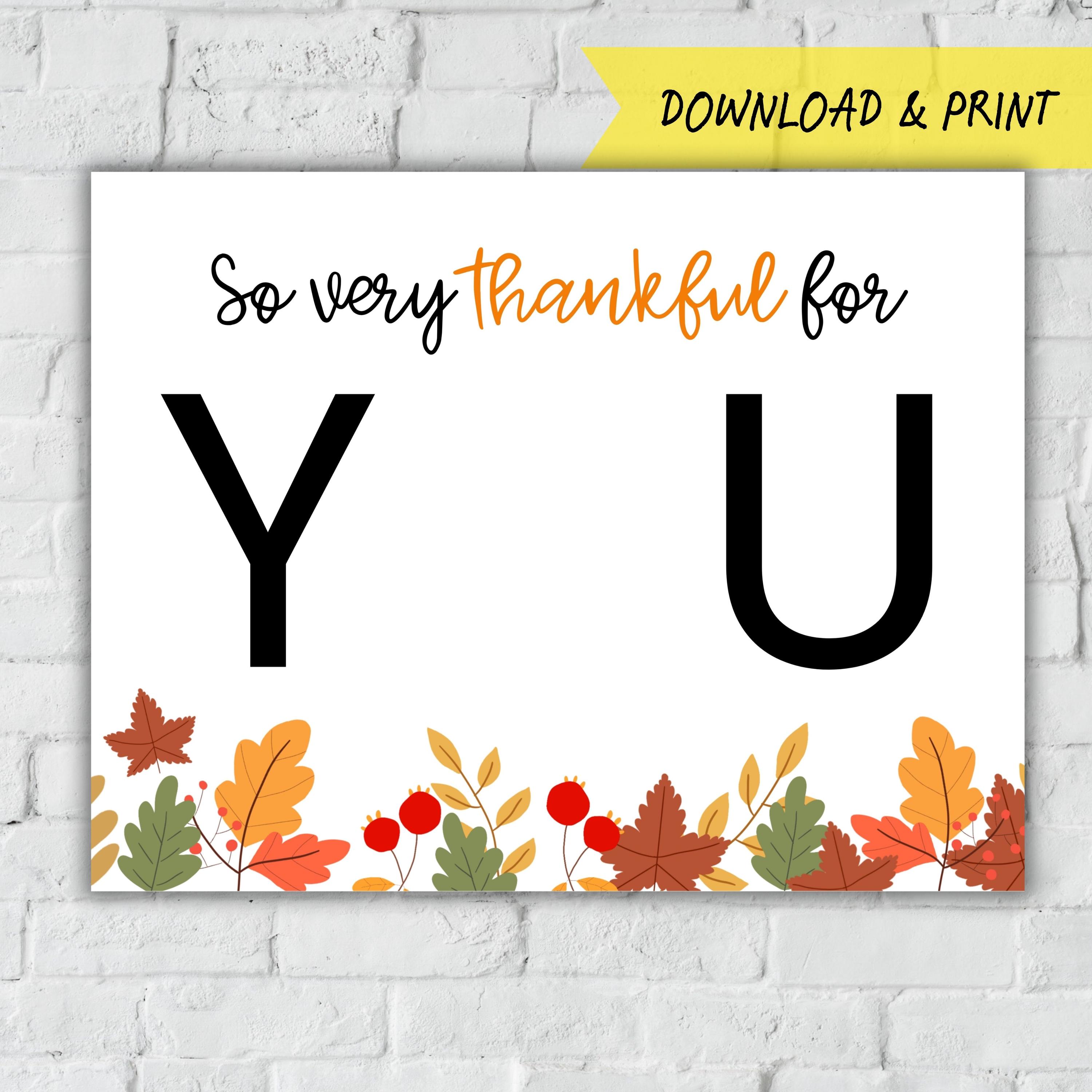 Thanksgiving Handprint Craft, Thankful for You, Printable Thanksgiving ...