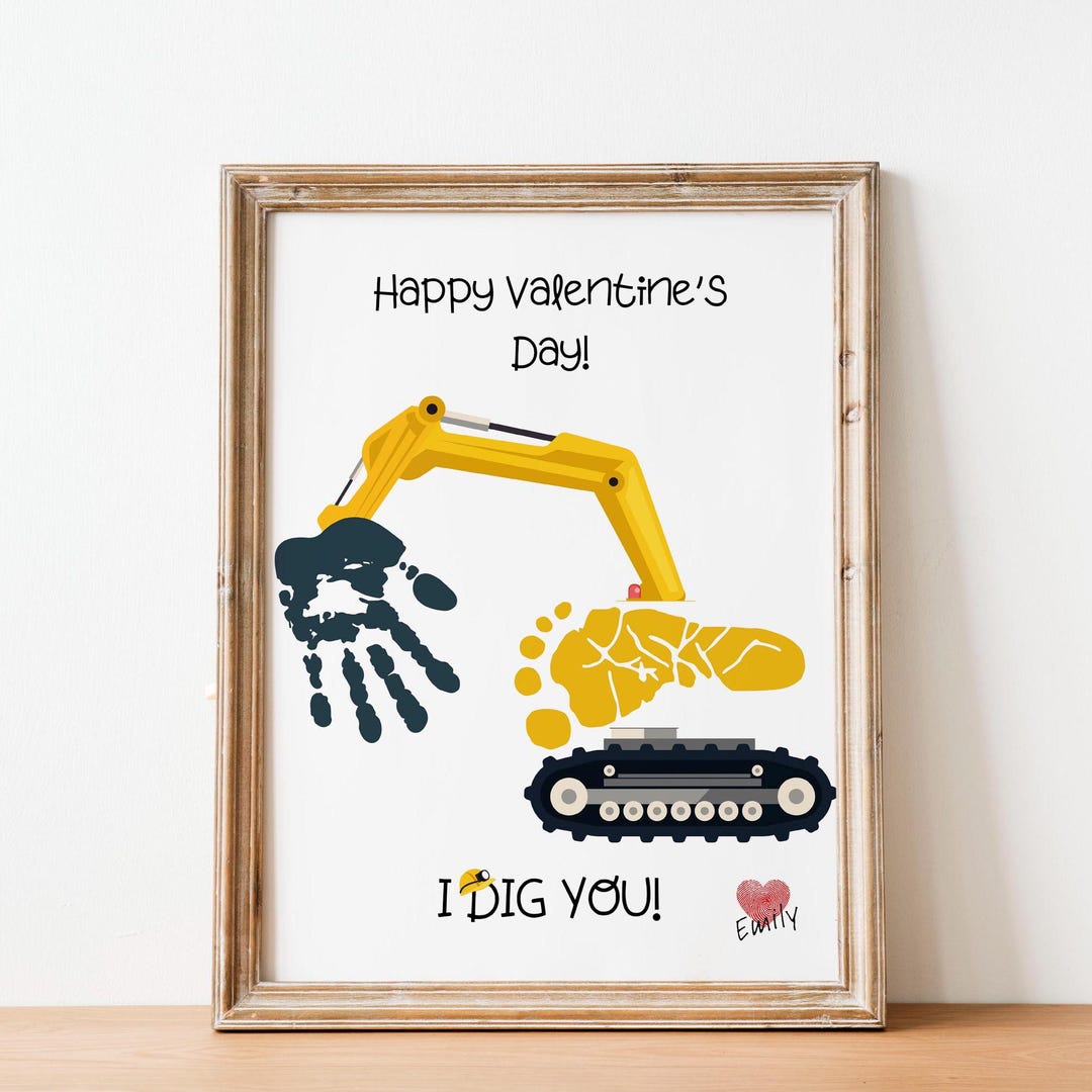 I Dig You Valentine's Day Handprint Gift, Construction Dad Gift From ...